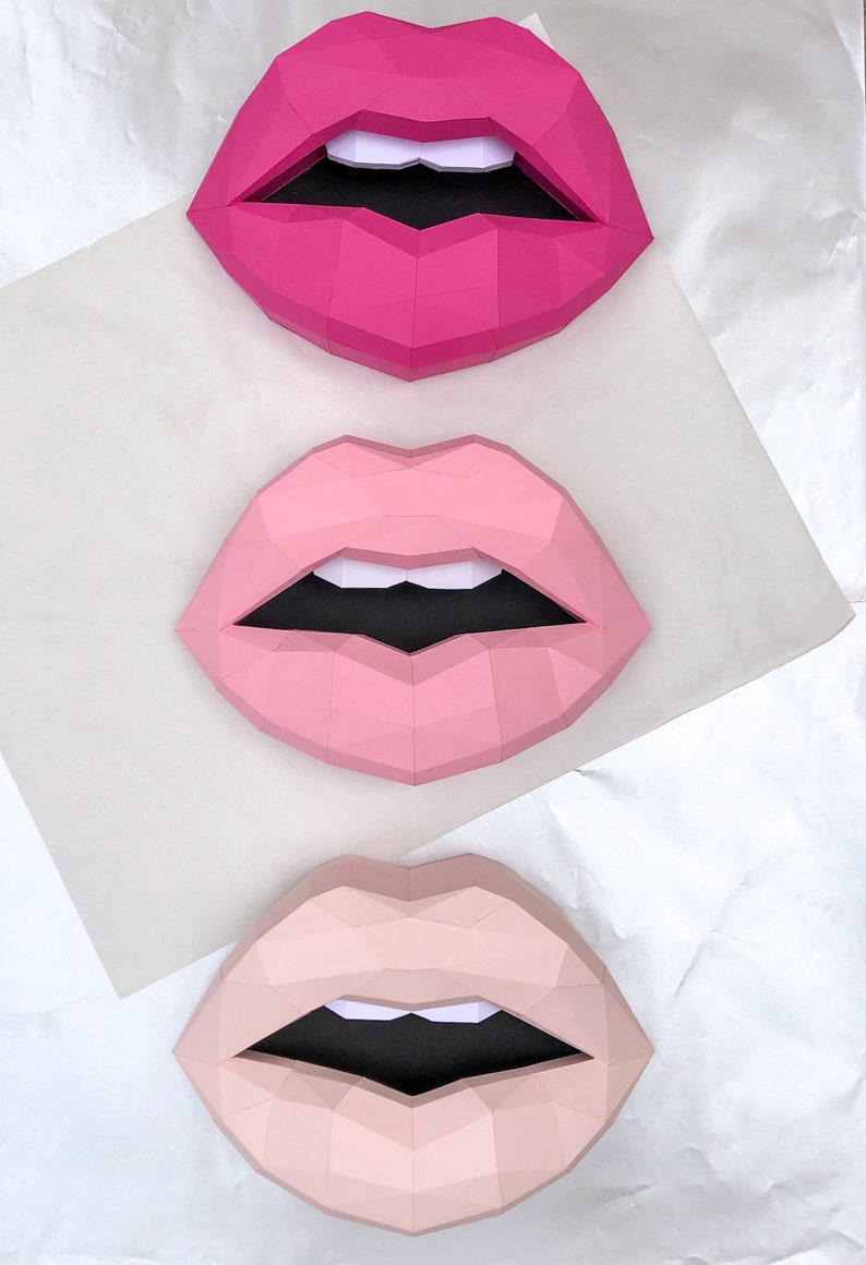 Set of 4 Paper Lips| Makeup Wall Art | Lips Wall Art | Dentist Gift ...