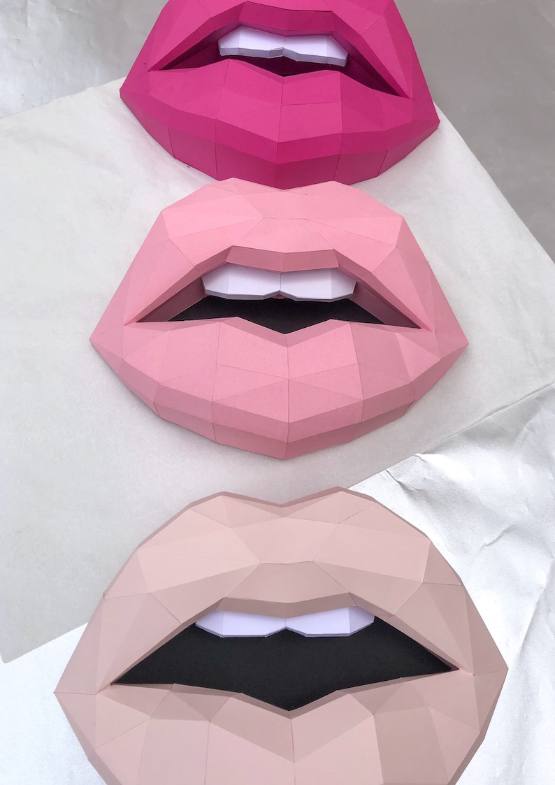 Set of 4 Paper Lips| Makeup Wall Art | Lips Wall Art | Dentist Gift ...