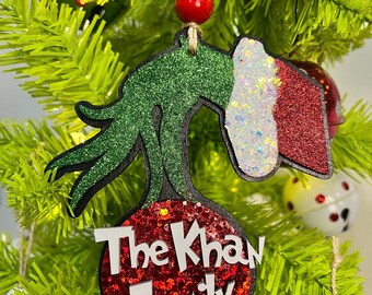 The Mean One Personalized Ornament // Custom Name Ornament // Glitter ...