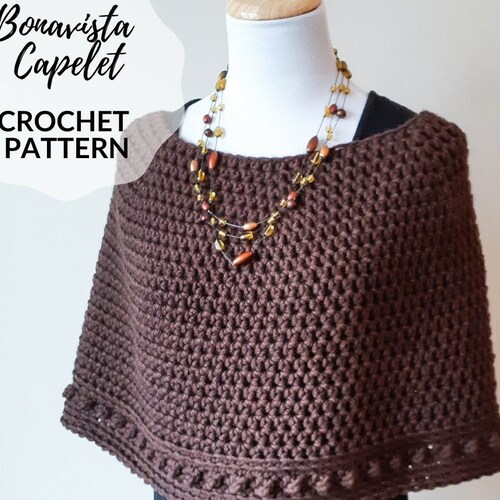 Crochet PATTERN Cable Capelet Poncho Knit Look Chunky Cowl - Etsy