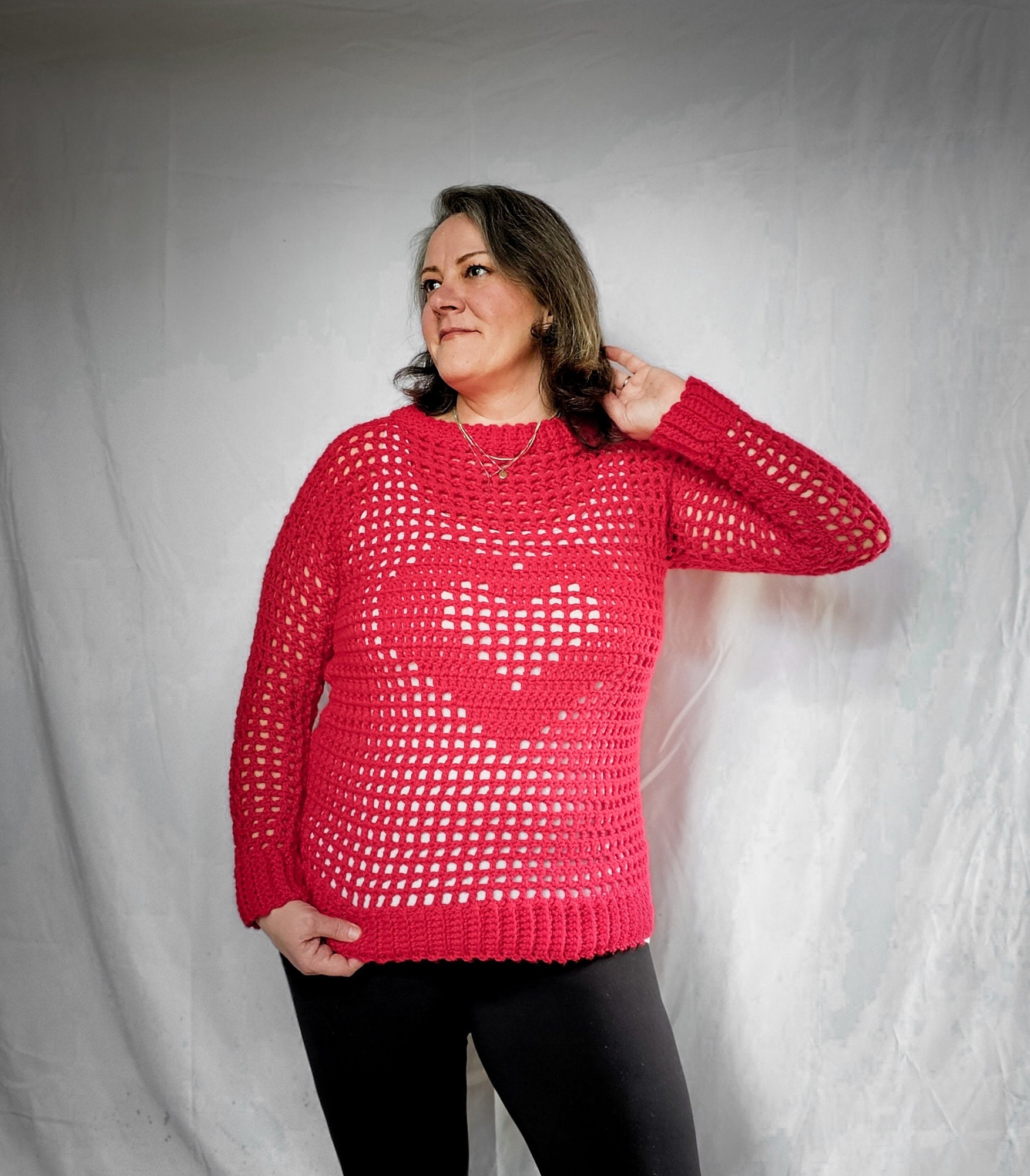 Filet Crochet Heart Sweater Pattern, Valerie Design (digital Download ...