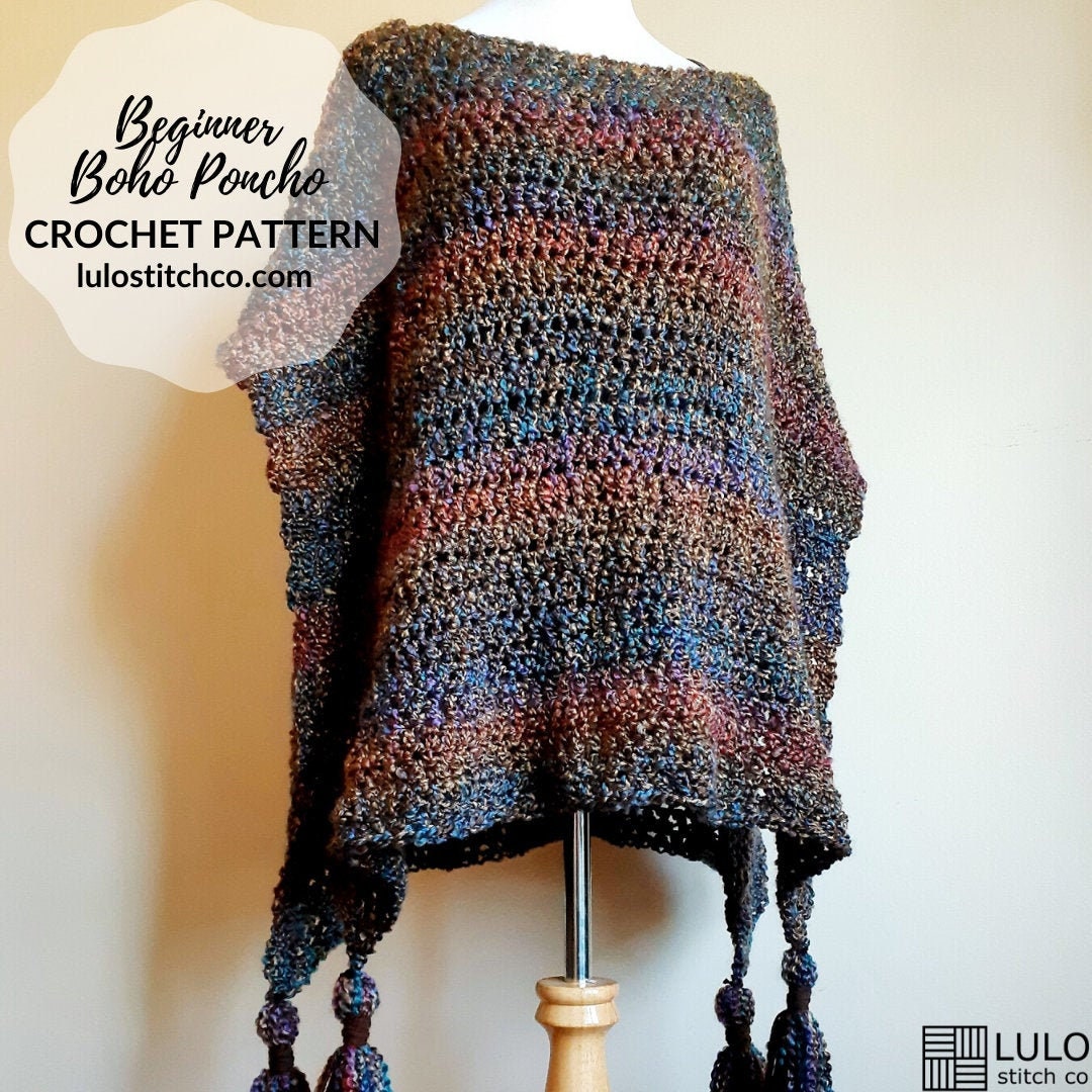 Beginner Boho Poncho CROCHET PATTERN - Etsy