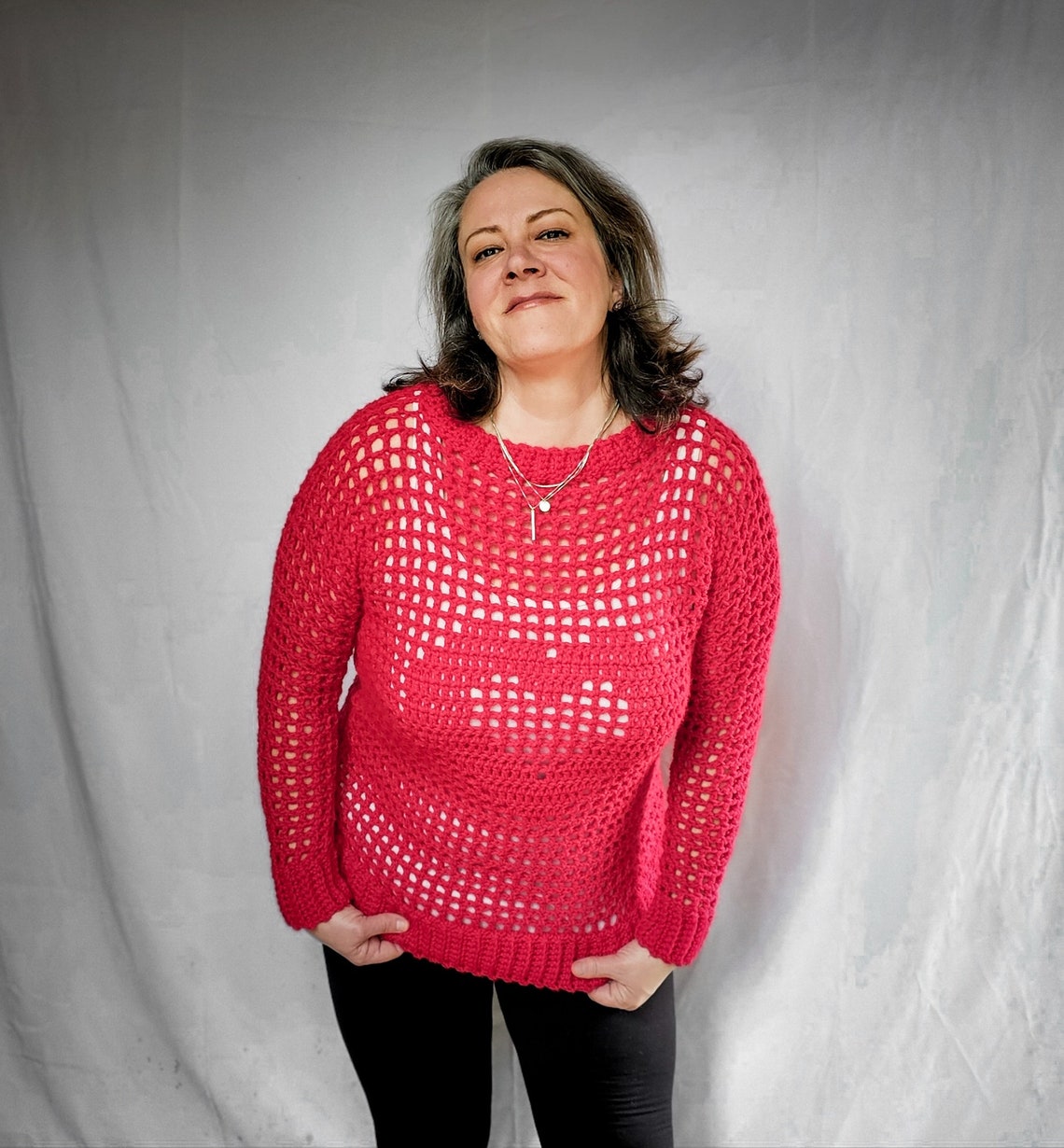 Filet Crochet Heart Sweater Pattern, Valerie Design (digital Download ...