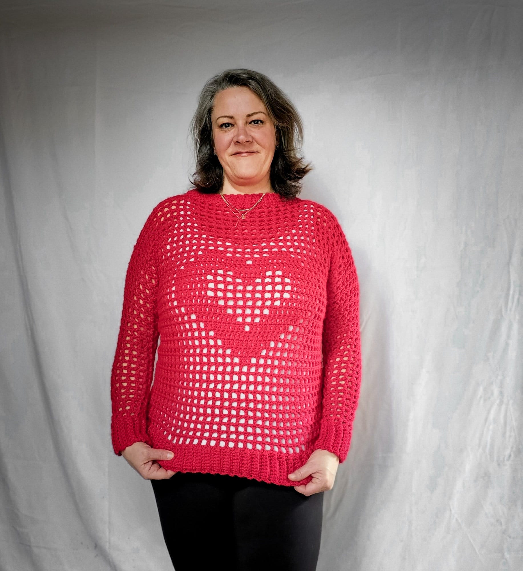 Filet Crochet Heart Sweater Pattern, Valerie Design (digital Download ...