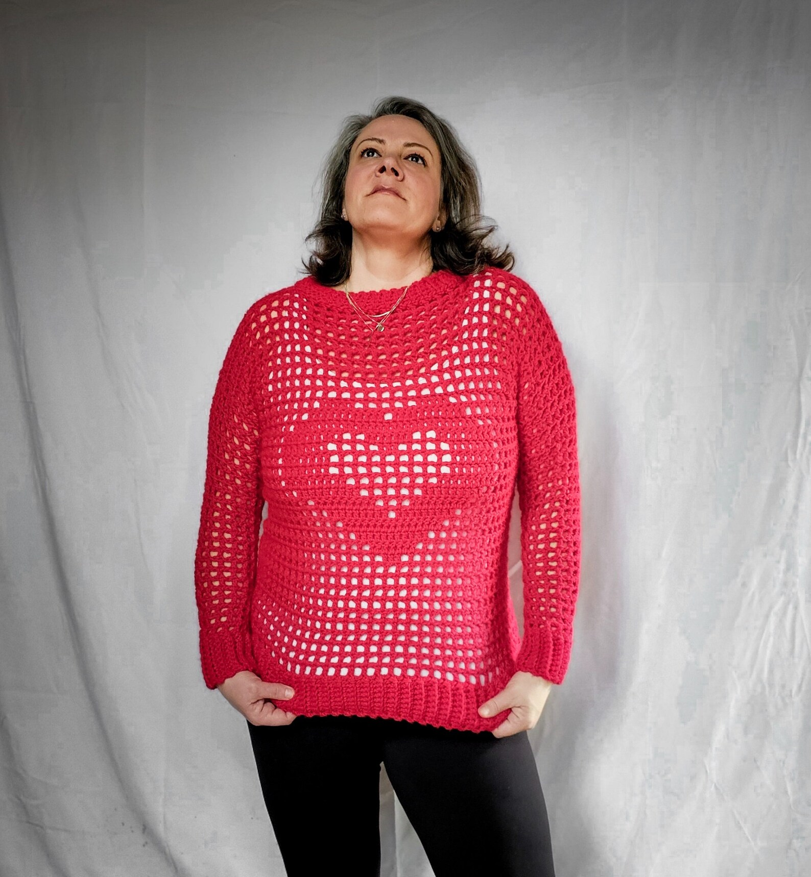 Filet Crochet Heart Sweater Pattern, Valerie Design (digital Download ...