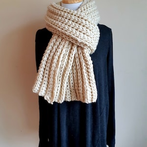 Chunky Ribbed Crochet Scarf, Crochet Super Scarf, Easiest Crochet Scarf ...