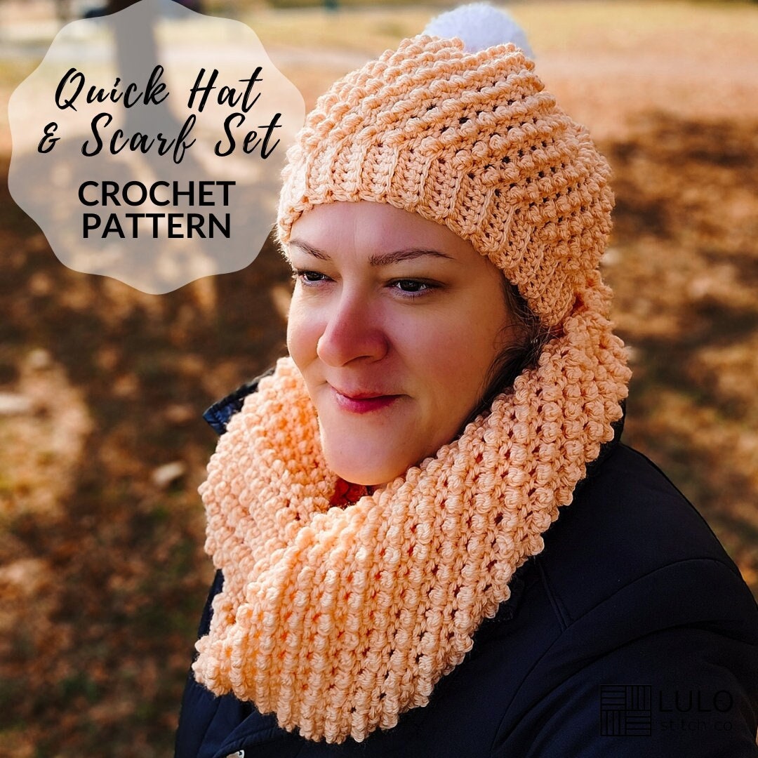 Quick Crochet Hat & Scarf hannah CROCHET PATTERN - Etsy