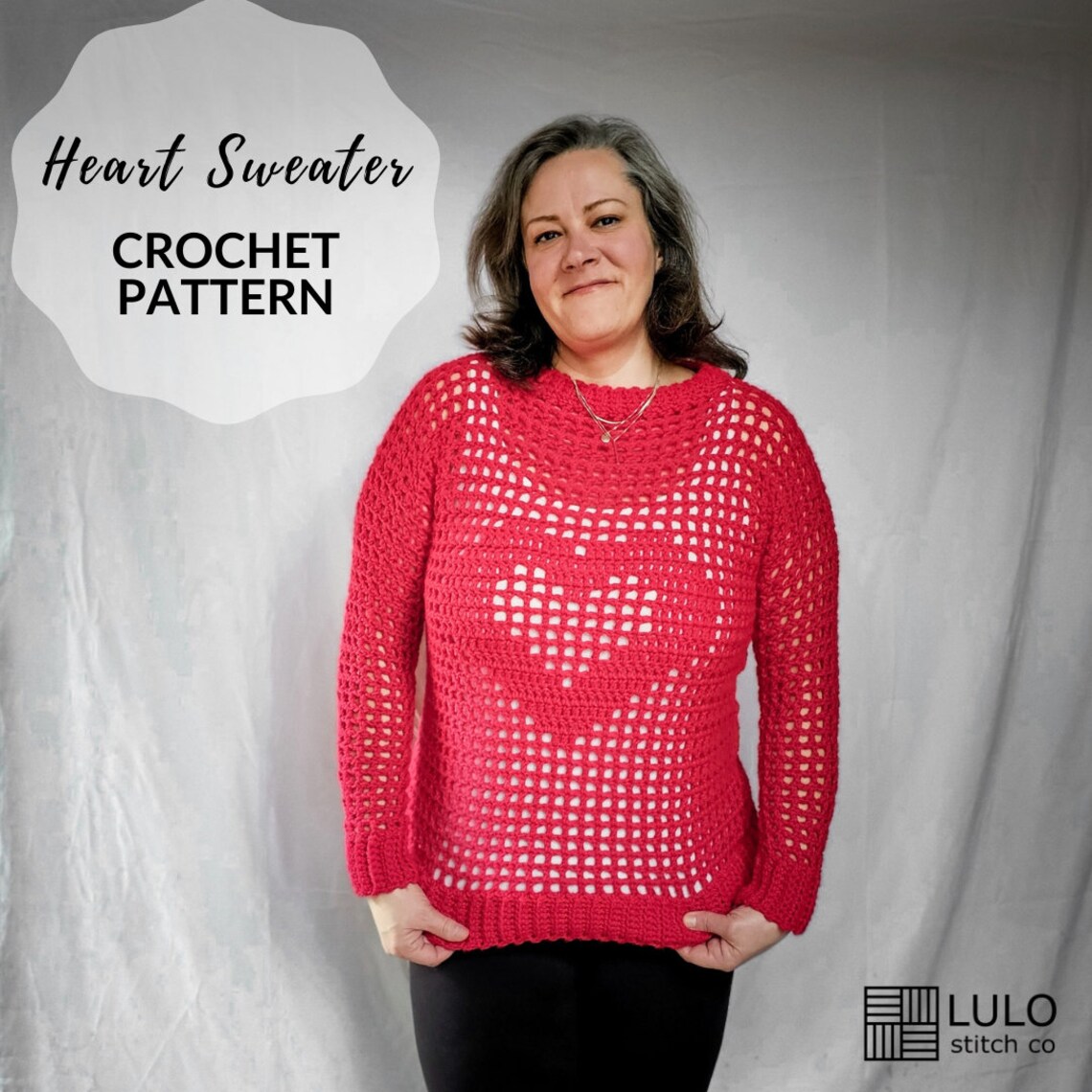Filet Crochet Heart Sweater Pattern, Valerie Design (digital Download ...