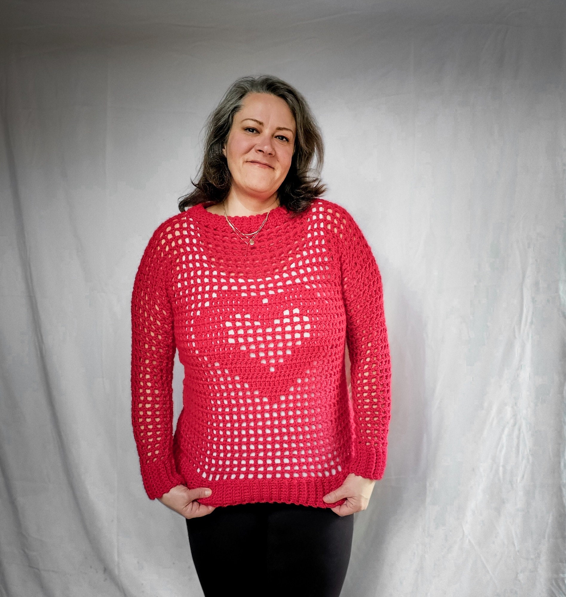 Filet Crochet Heart Sweater Pattern, Valerie Design (digital Download ...