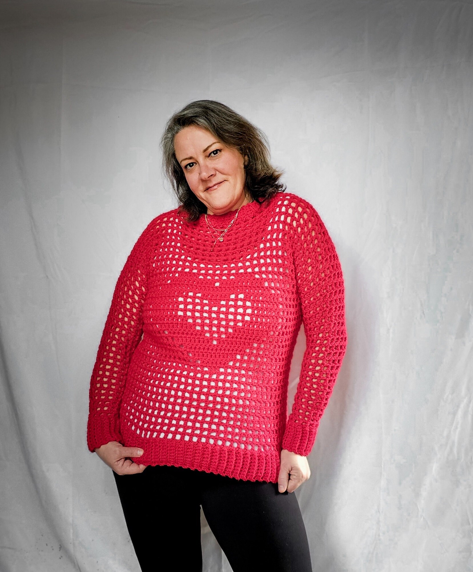 Filet Crochet Heart Sweater Pattern, Valerie Design (digital Download ...