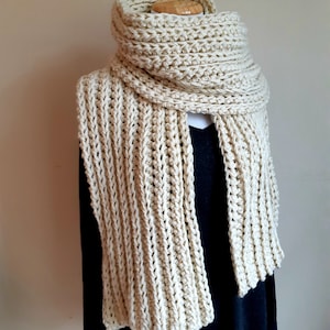Chunky Ribbed Crochet Scarf, Crochet Super Scarf, Easiest Crochet Scarf ...