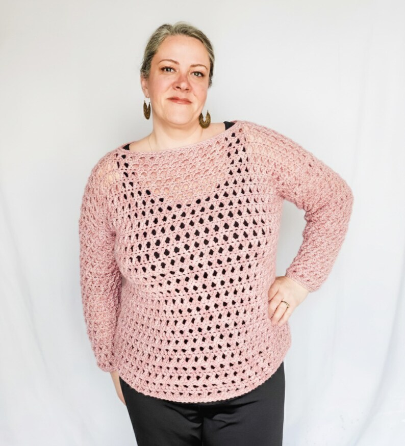 Crochet Mesh Sweater, Easy Crochet Top, Quick DIY Pullover Sweater ...