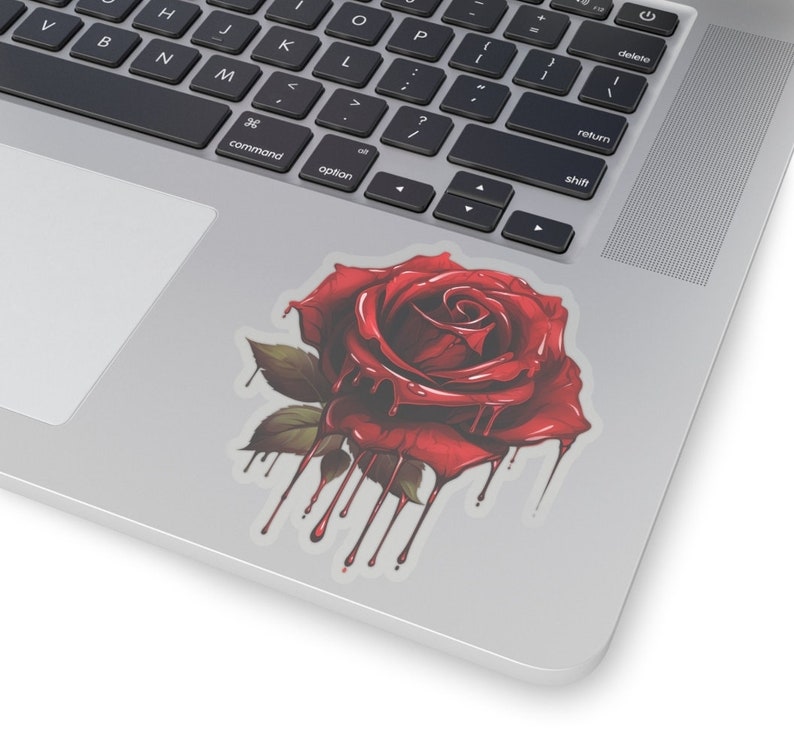 Dripping Red Rose Sticker, Vinyl Flower Decal, Transparent Background ...