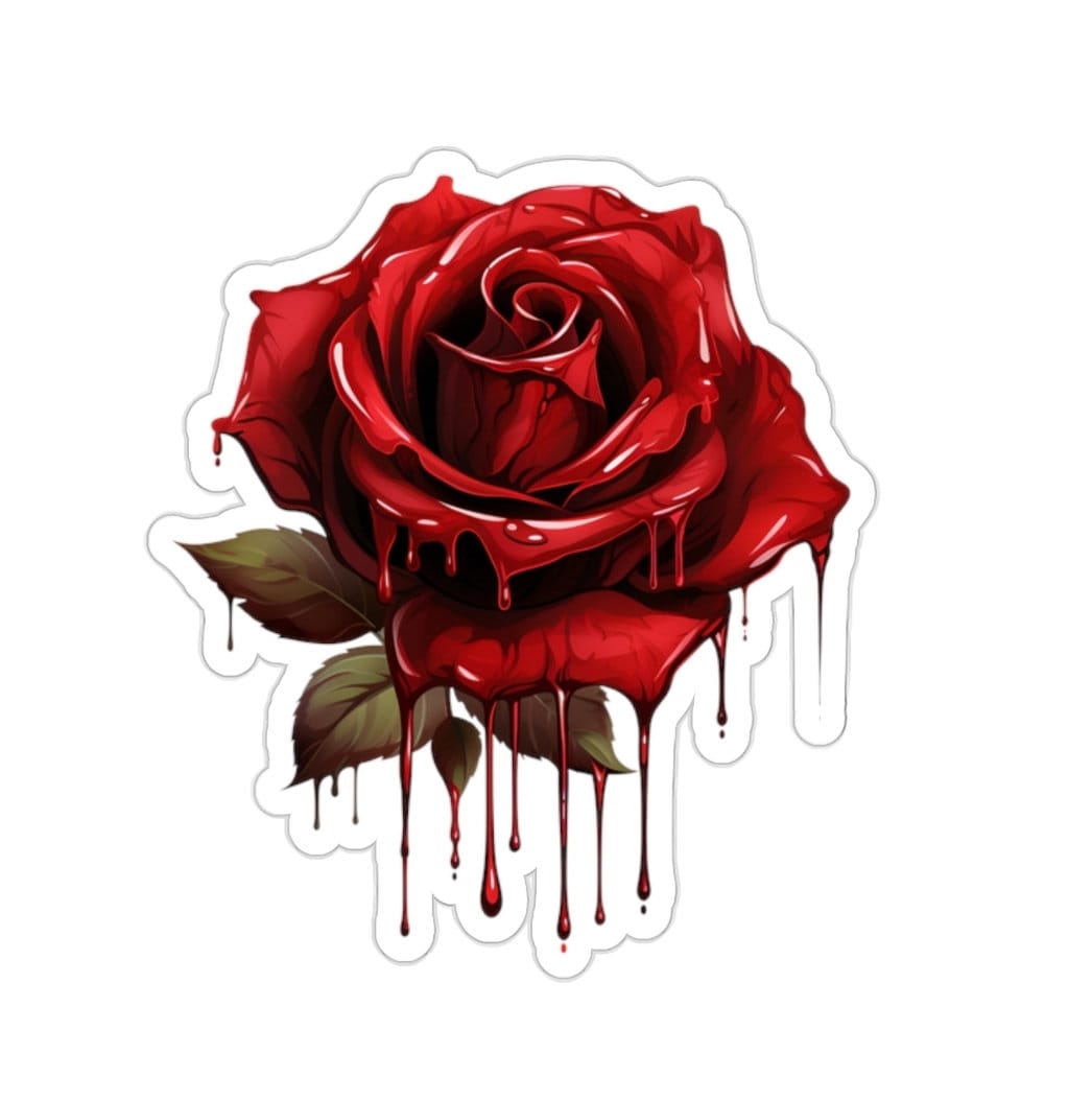 Dripping Red Rose Sticker, Vinyl Flower Decal, Transparent Background ...