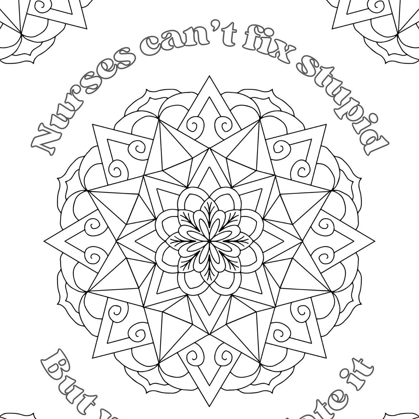 Mandala Sarcastic Nursing Adult Printable Coloring Book - Etsy