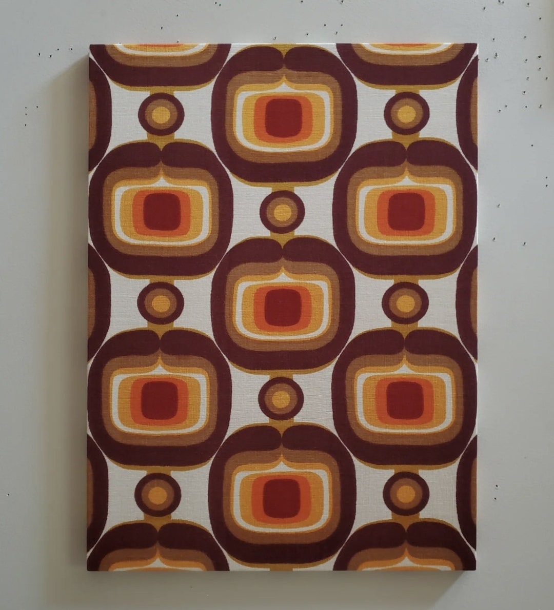 Awesome Mid Century Vintage 60s 70s Retro Stretched Fabric Framed Art ...