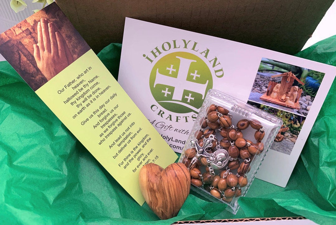 Olive Wood Rosary Gift Set: Holy Land Christian Mom Gift - Etsy
