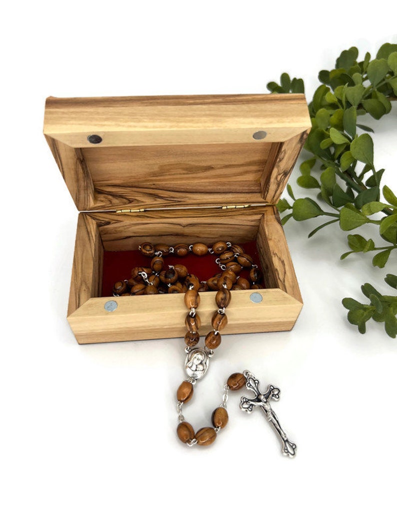 Handmade Olive Wood Rosary Box: Religious Keepsake Gift - Etsy