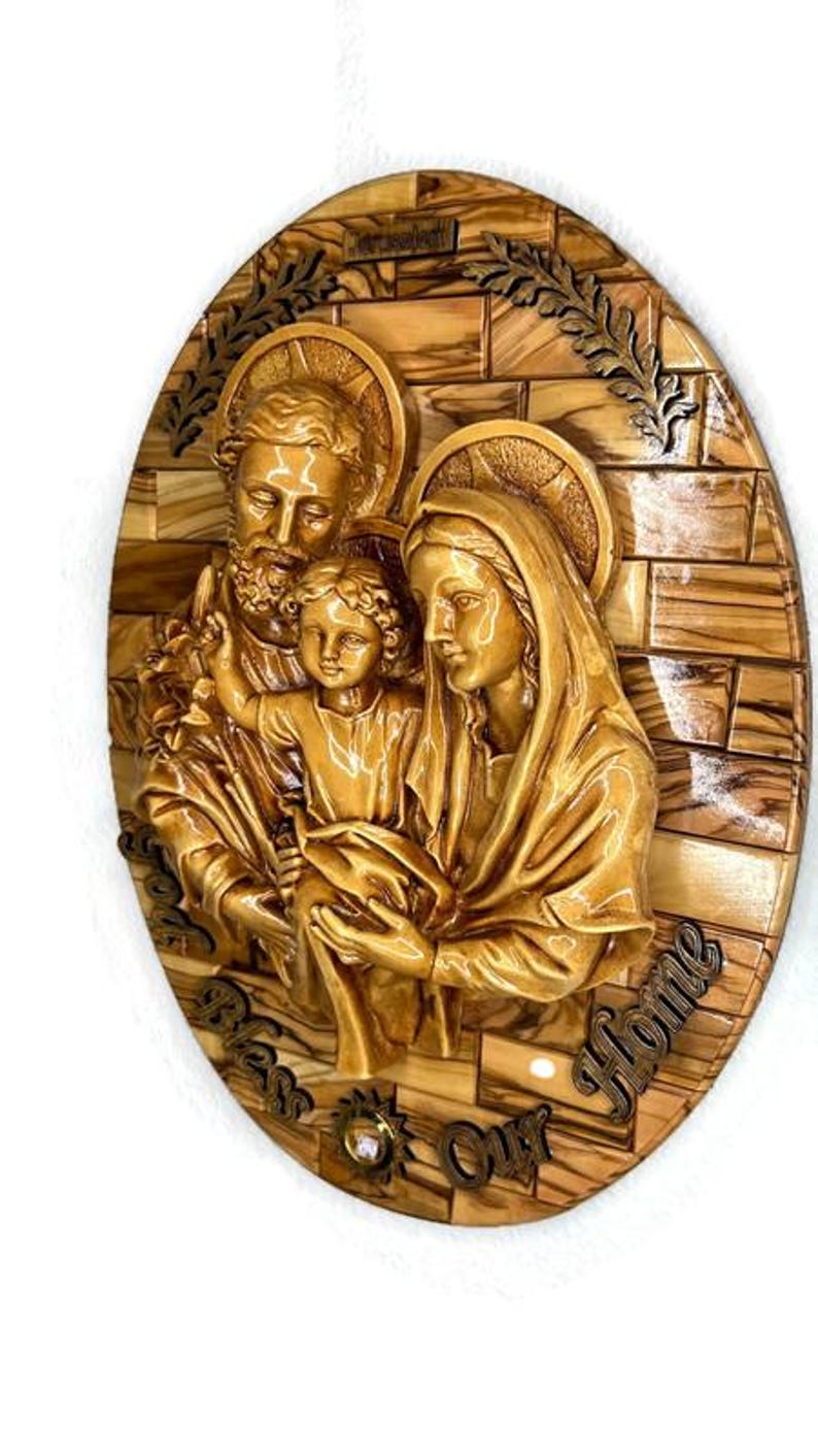 Olive Wood Holy Family Wall Art: Hand-carved Holy Land Decor , Catholic ...