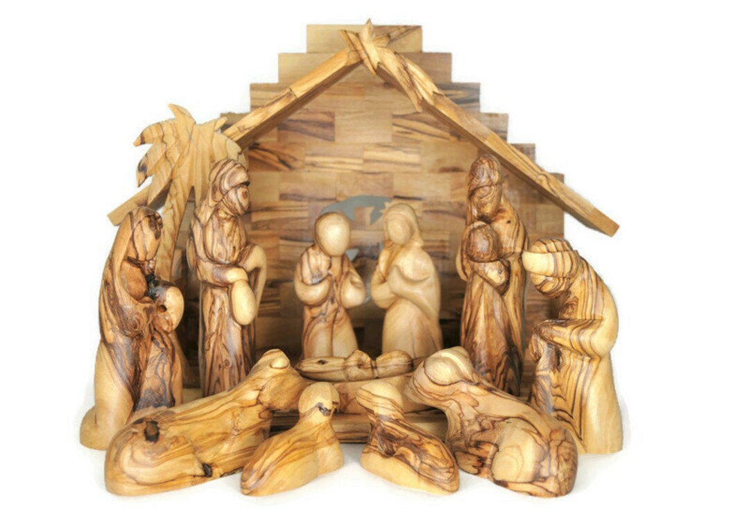 Large Nativity Set , Wooden Nativity Set Hand Carved From Olive Wood ...