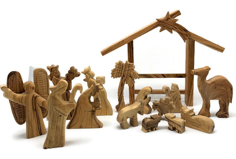 Wooden Nativity Stable Nativity Set for Kids Olive Wood - Etsy UK
