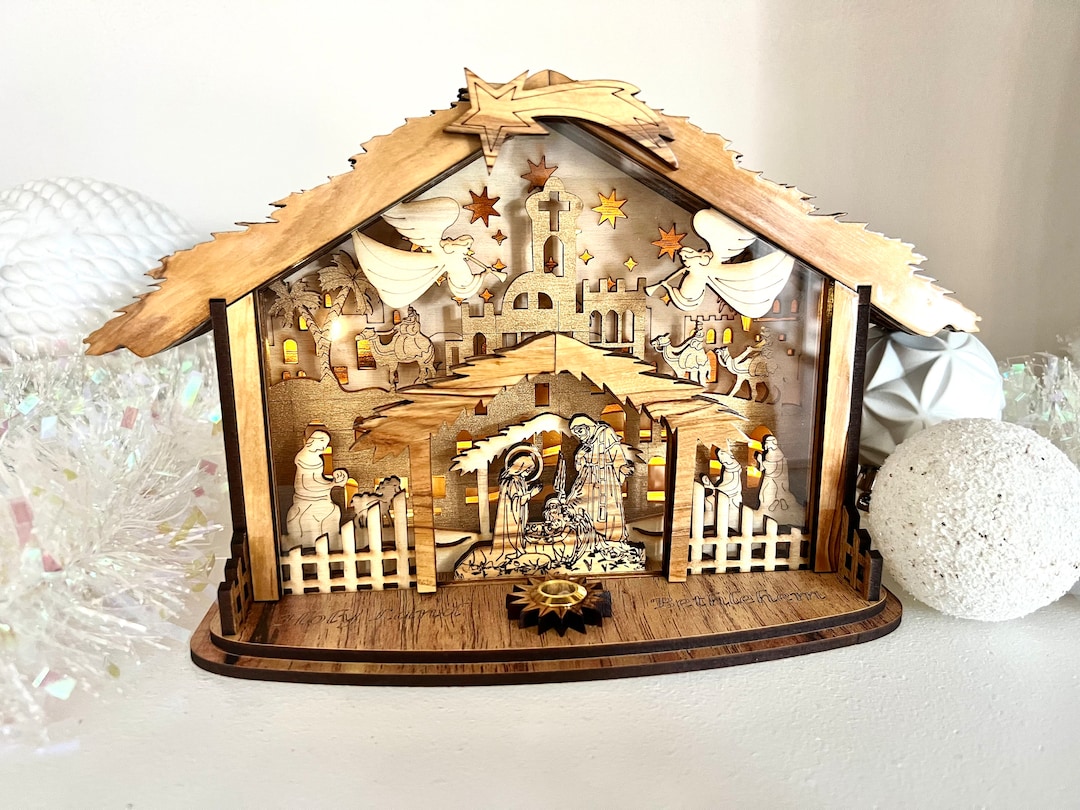 Rustic Nativity Set Wood , Wooden Nativity Scene for Mantel Christmas ...