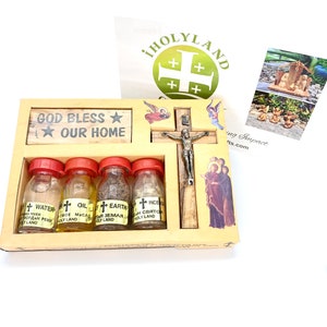 Holy Land Relics Box , Holy Water-earth-incense-oil & Olive Wood Cross ...