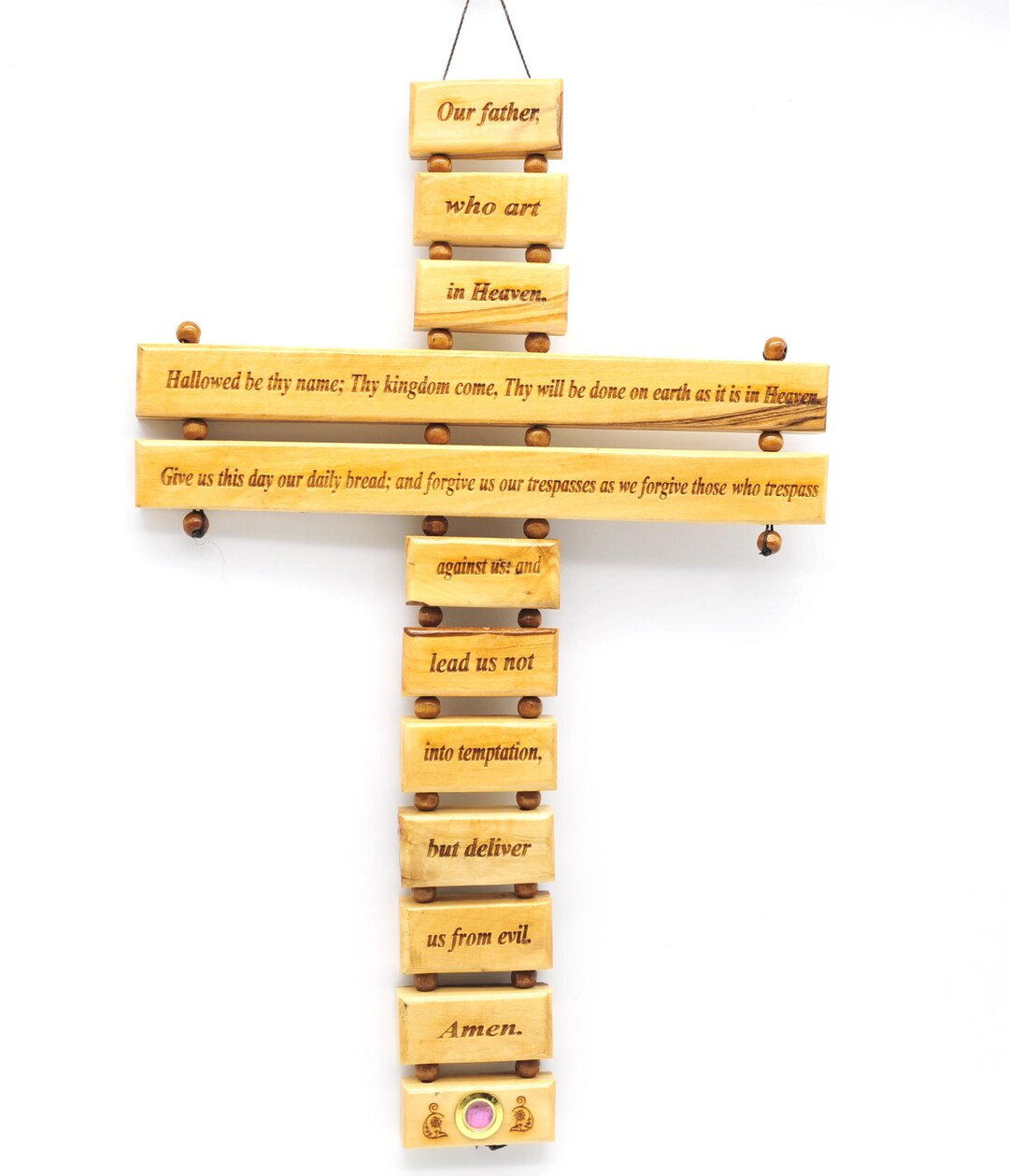 Olive Wood Wall Cross: Our Father Prayer , Holy Land Decor for Wall - Etsy