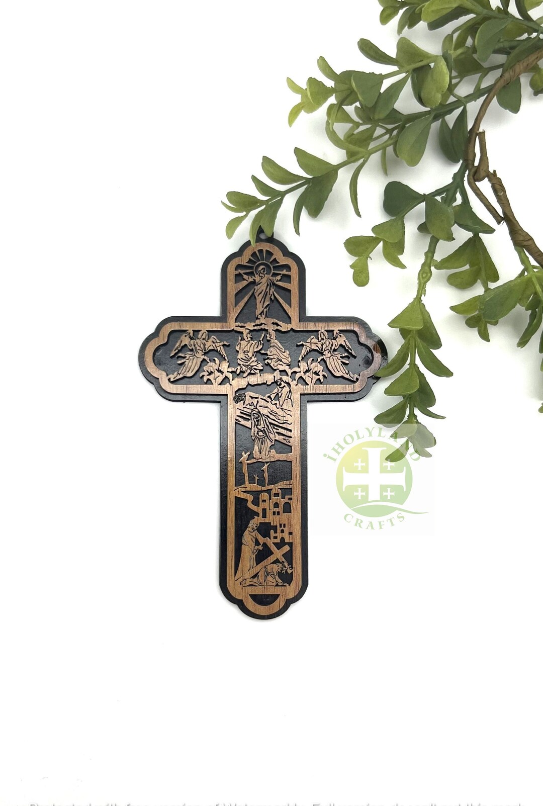 Life of Jesus Cross Tree Ornament, Resurrection Cross Crucifixion Wall ...