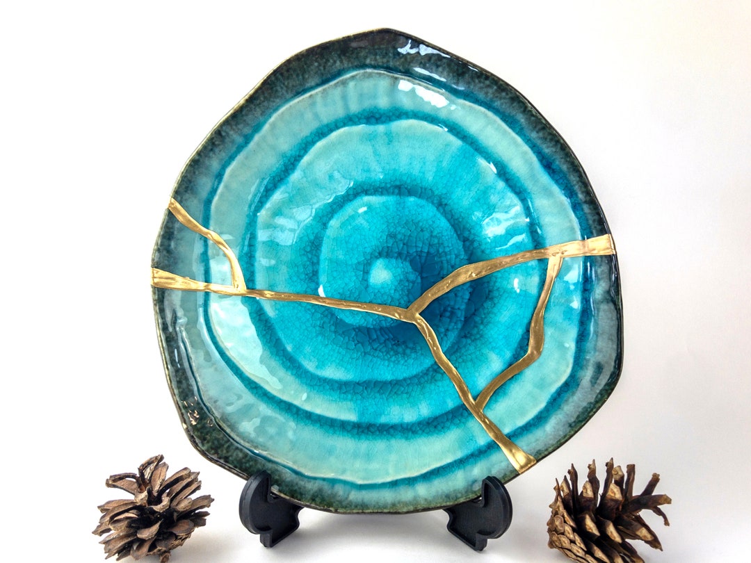 Kintsugi Blue Bronze Large Etsy