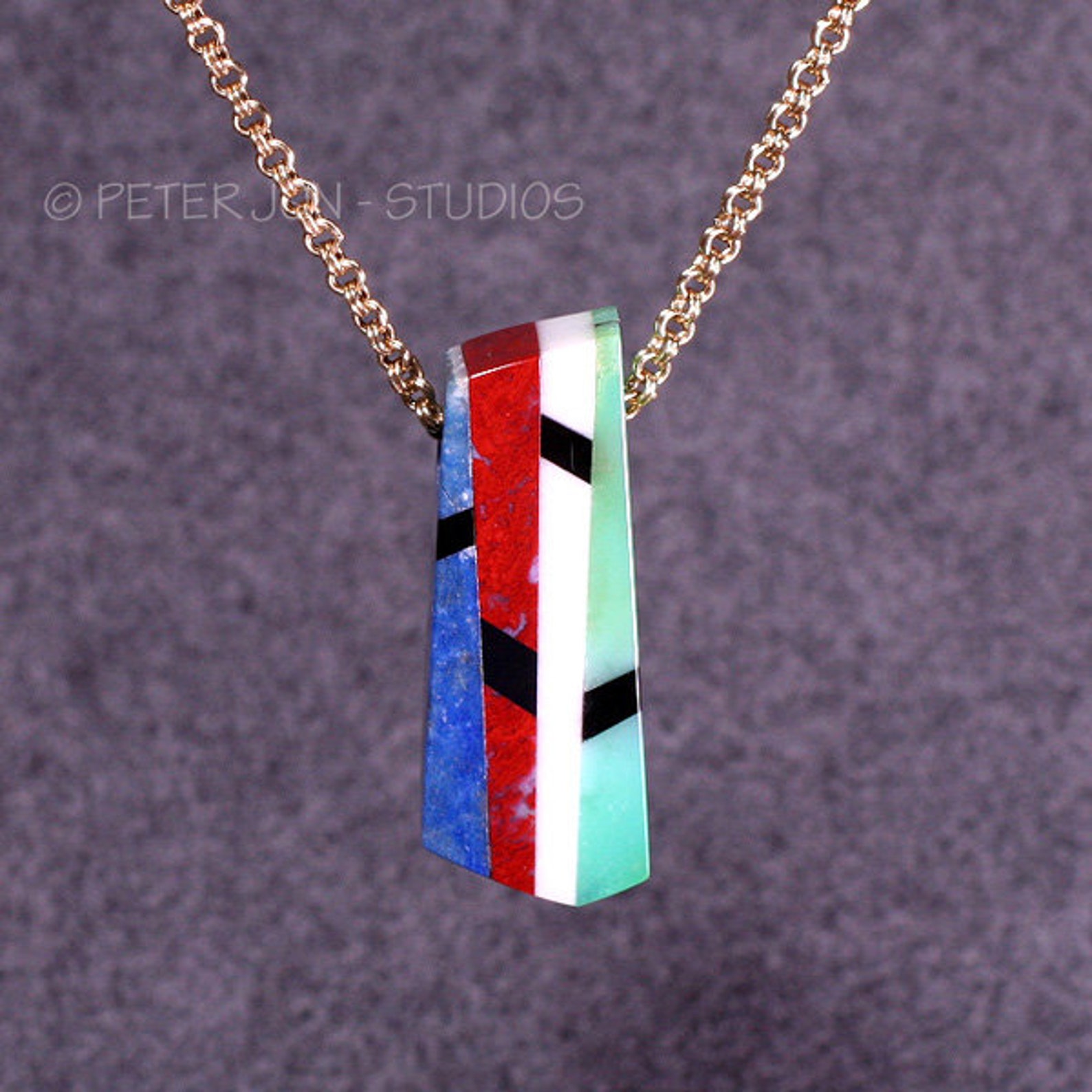 Chrysoprase, Red Jasper, Lapis, Rock Intarsia, Lapidary Jewelry, Stone ...