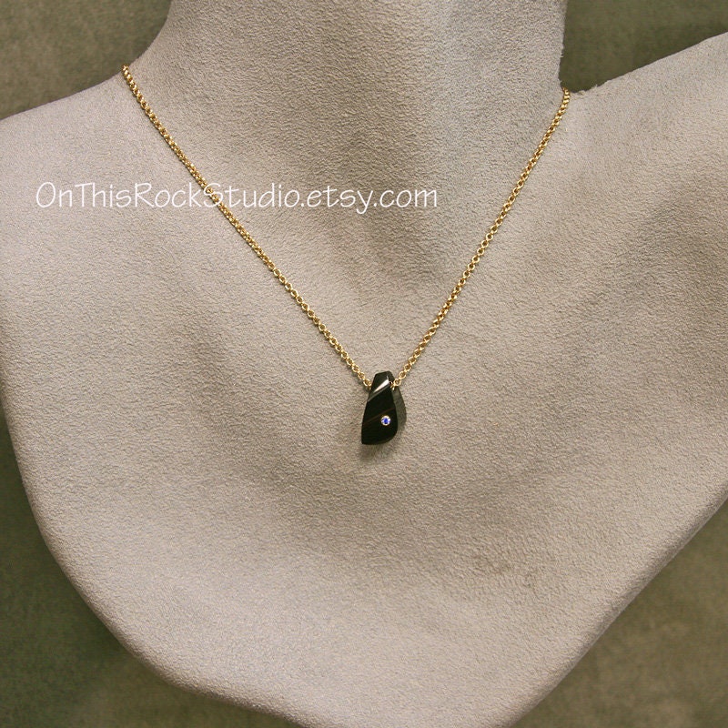 Black BASALT, Rock Intarsia, With Blue Sapphire, Lapidary Jewelry ...