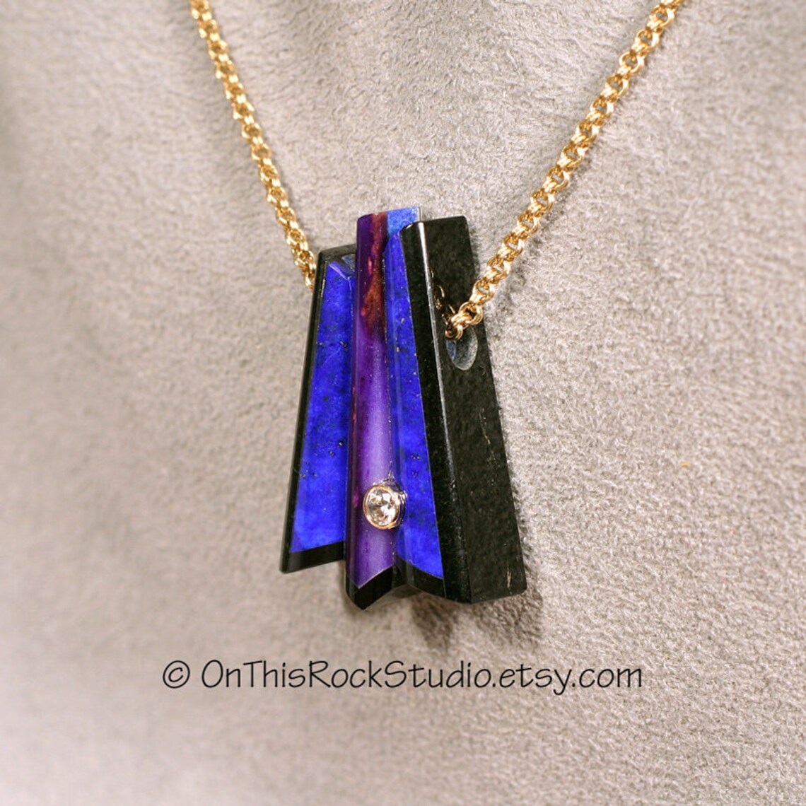 RICH SUGILITE, LAPIS, Black Jade, With White Sapphire, Rock Intarsia ...