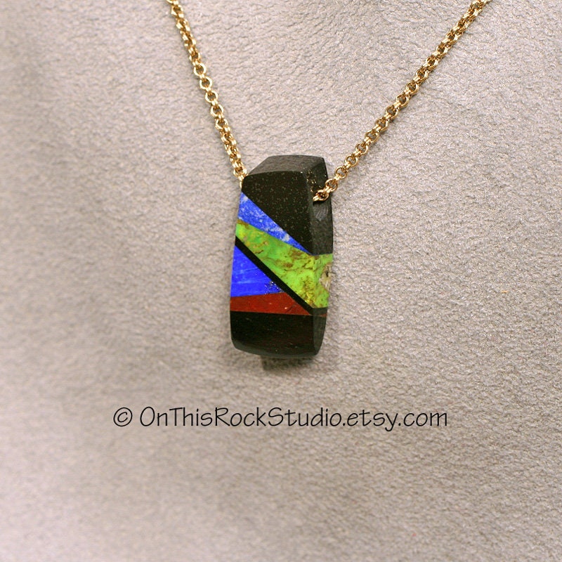Multi Stone Parti Inlay, Rock Intarsia, Lapidary Jewelry, Stone Pendant ...