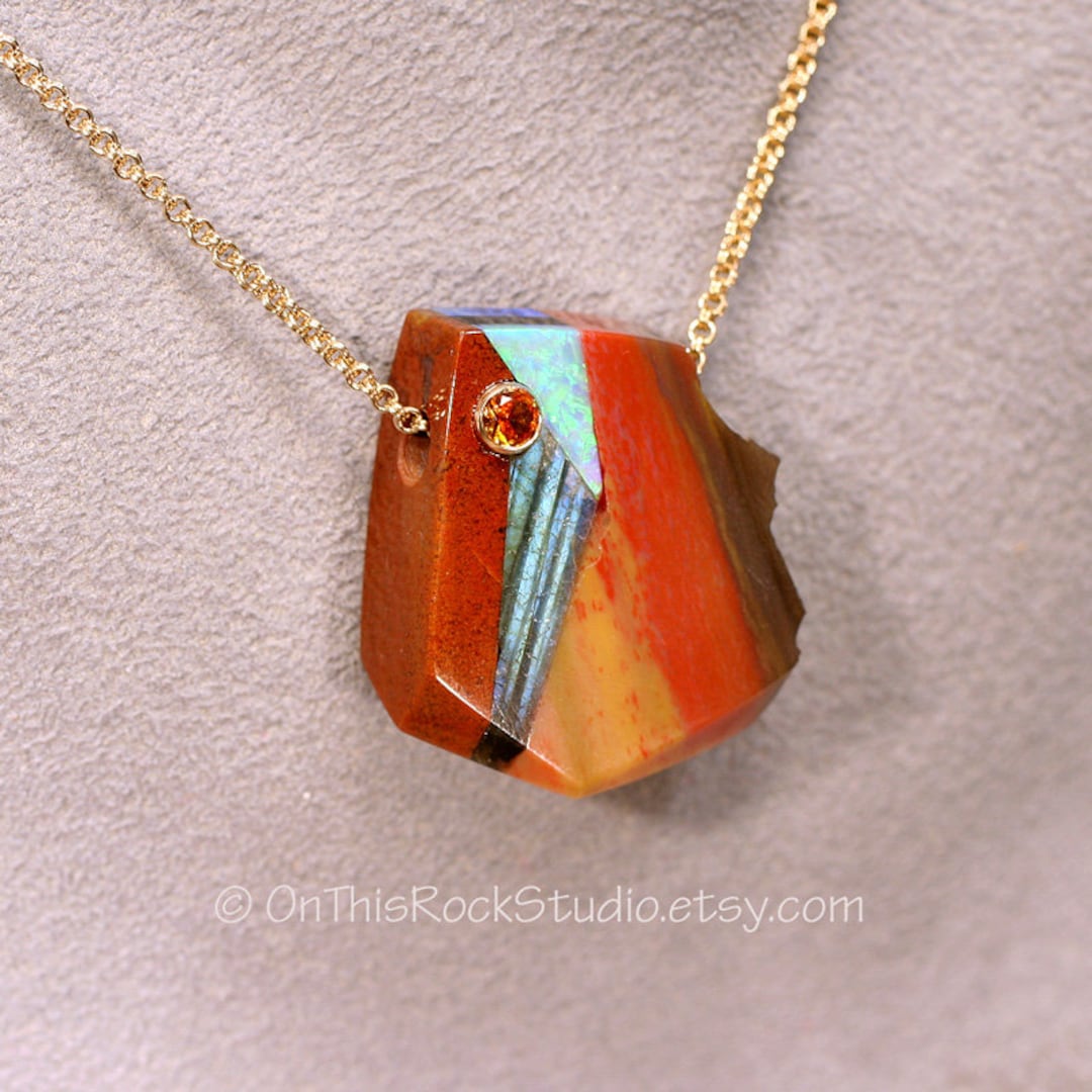 Petrified Wood, Opal and Labradorite, Stone Intarsia, Semi Precious ...