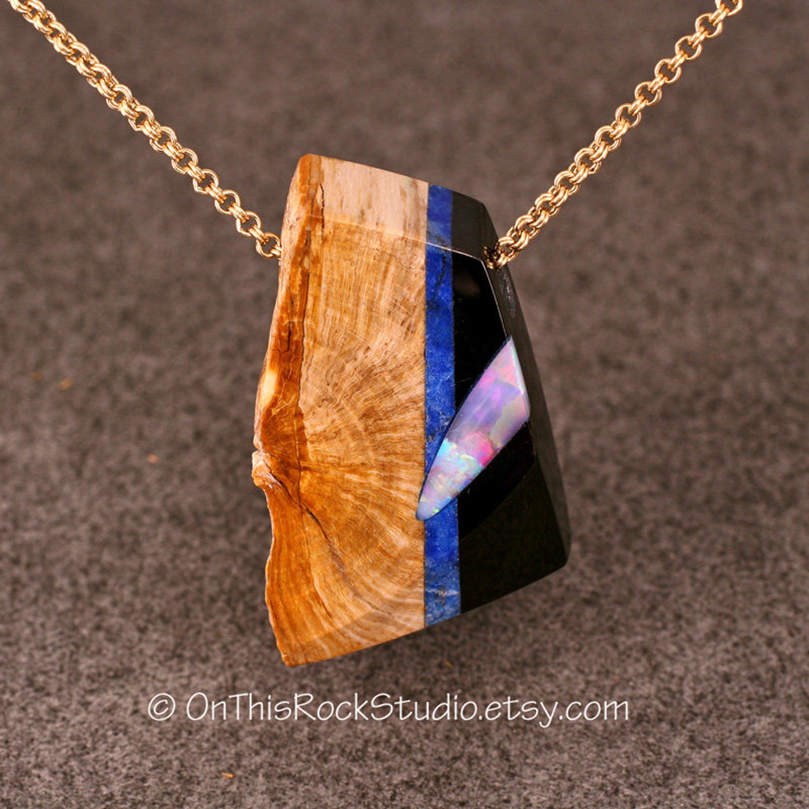 AUSTRALIAN OPAL With Petrified Wood, Lapis and Black Jade, Lapidary ...