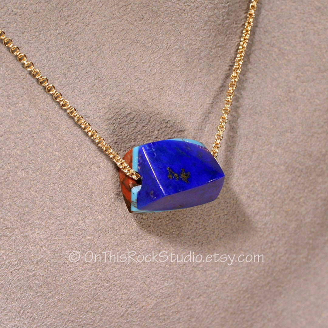 STONE BEAD, Lapidary Pendant, Natural Stone Pendant, Rock Intarsia ...