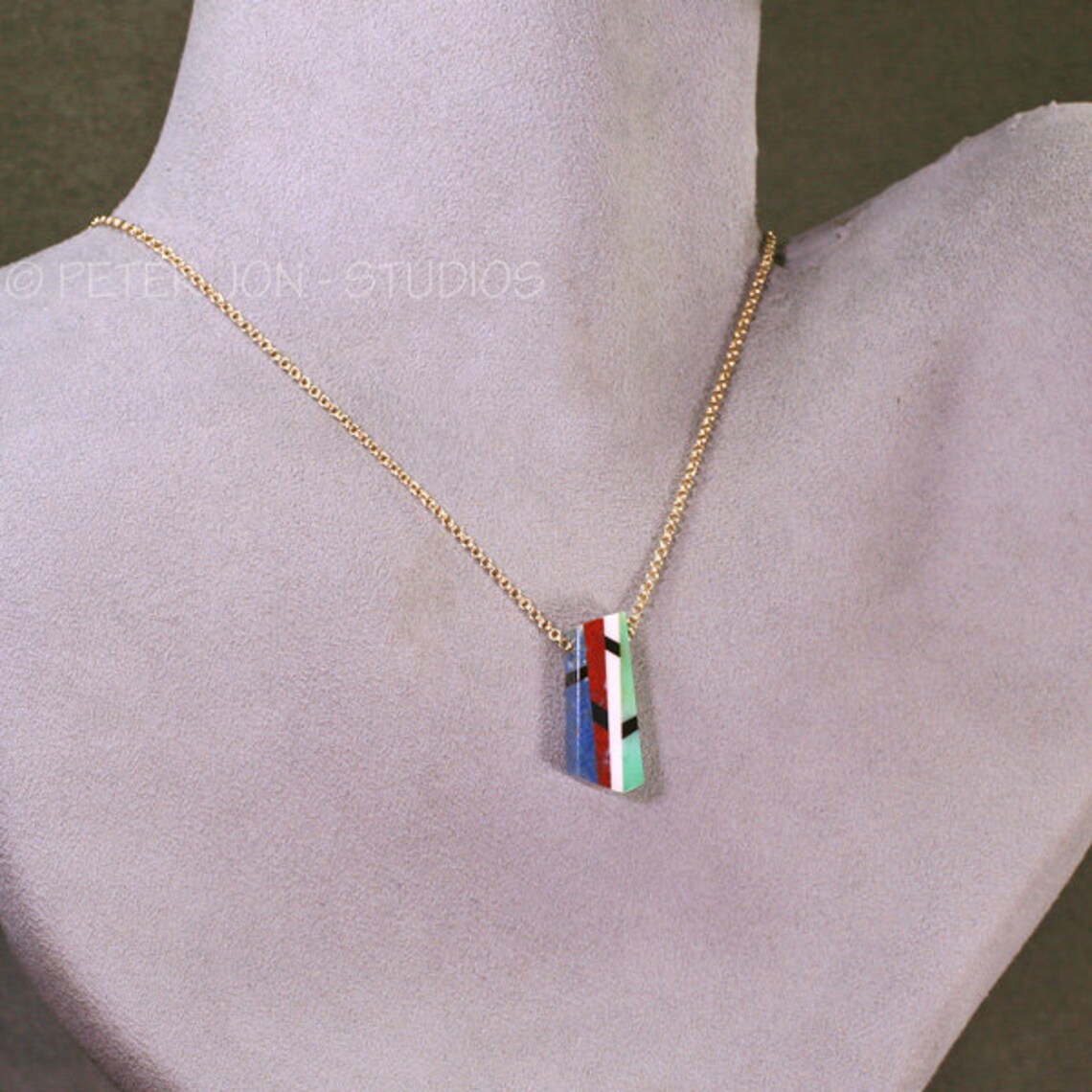 Chrysoprase, Red Jasper, Lapis, Rock Intarsia, Lapidary Jewelry, Stone ...