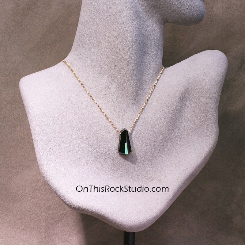 Australian Opal Inlay in Black Jade, Genuine Natural Stone Pendant ...