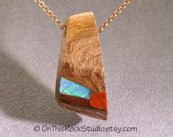 Petrified Wood With Opal, Rock Intarsia, Lapidary Jewelry, Natural ...