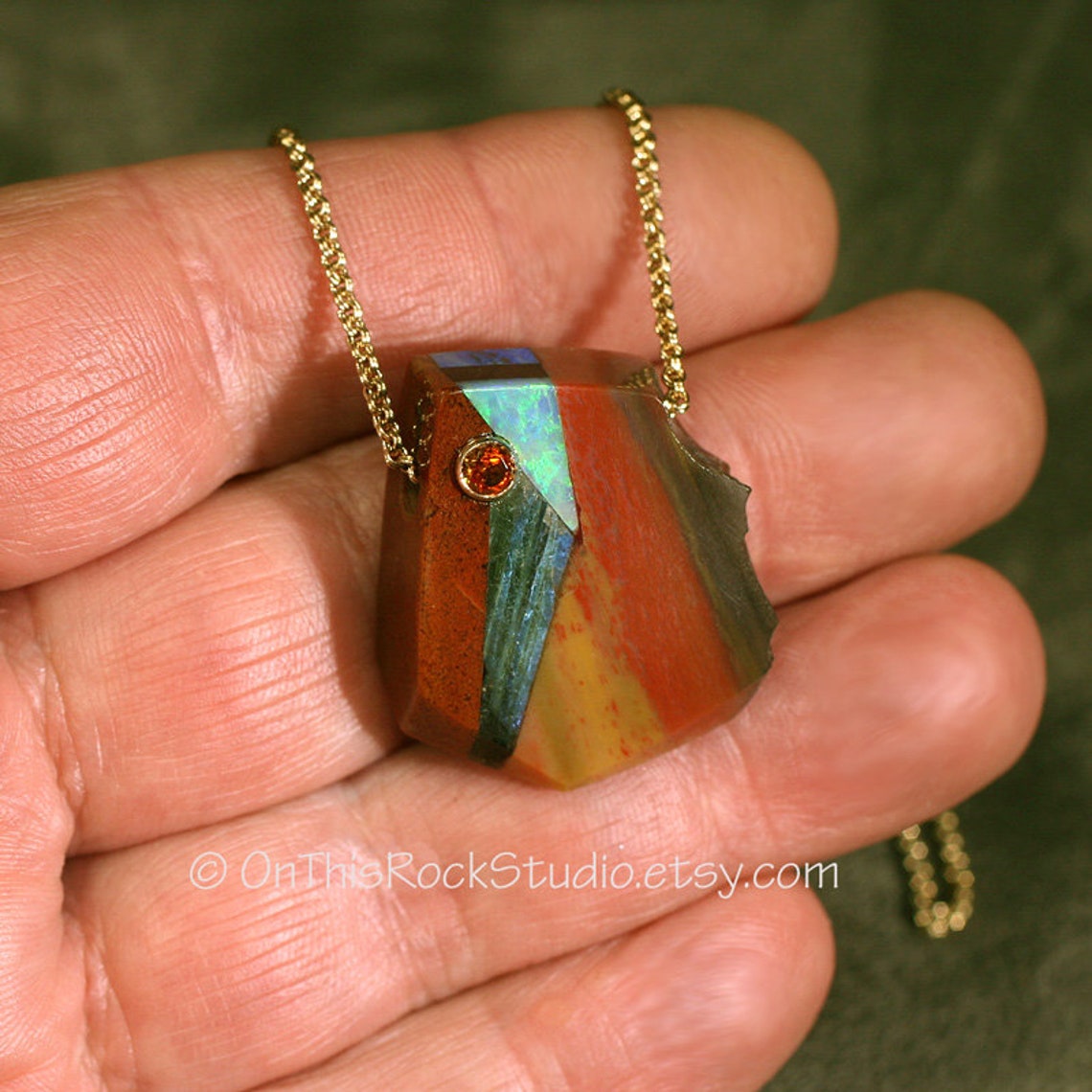 Petrified Wood, Opal and Labradorite, Stone Intarsia, Semi Precious ...