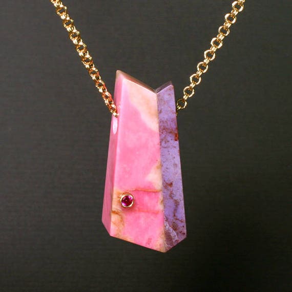 Pink Opal Sugilite Ruby Rock Intarsia Lapidary Jewelry | Etsy
