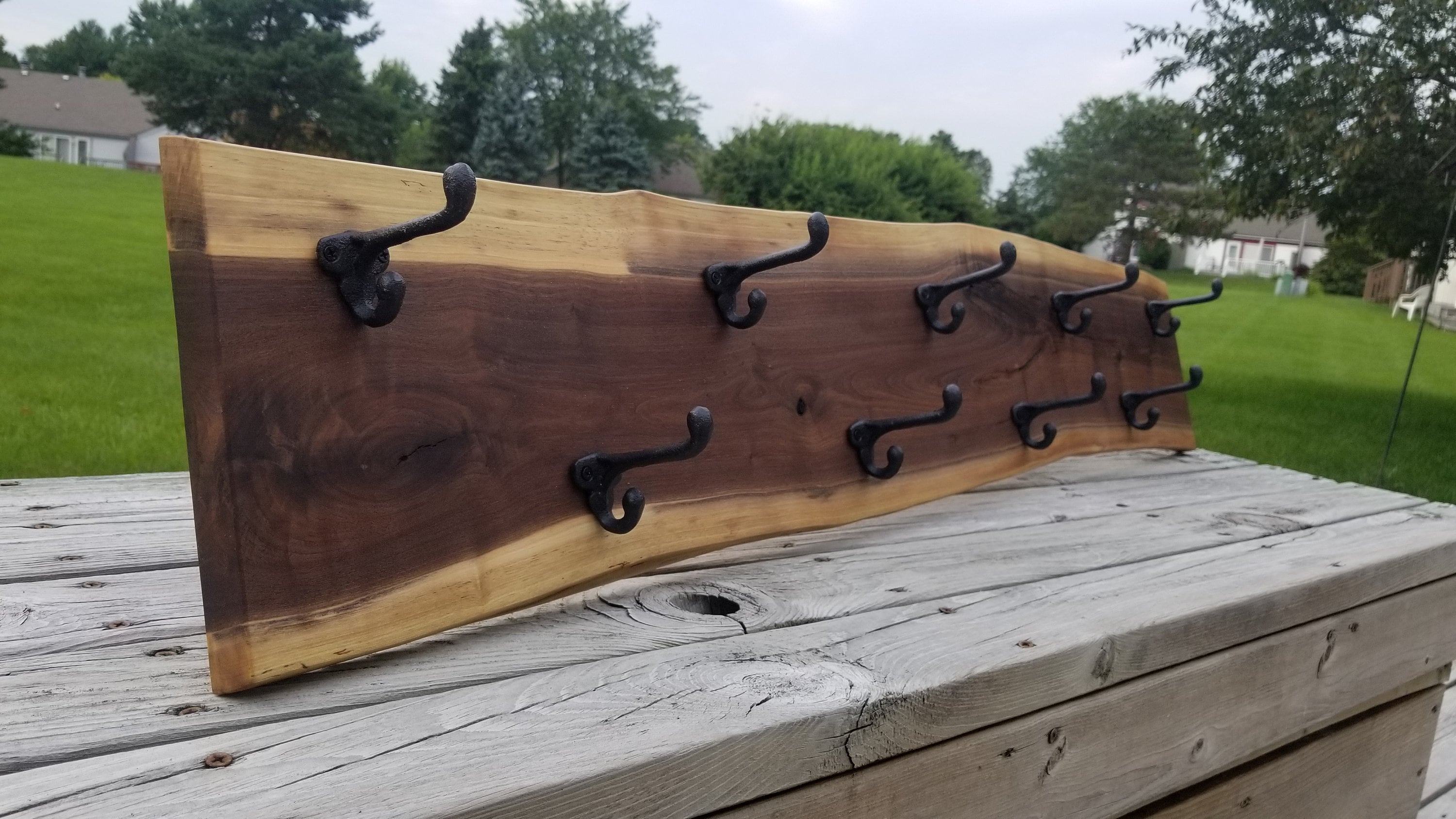 Live Edge Walnut Coat Rack Towel Rack | Etsy