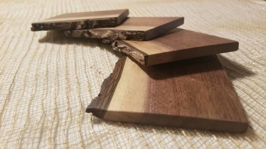 Live edge walnut coasters | Etsy