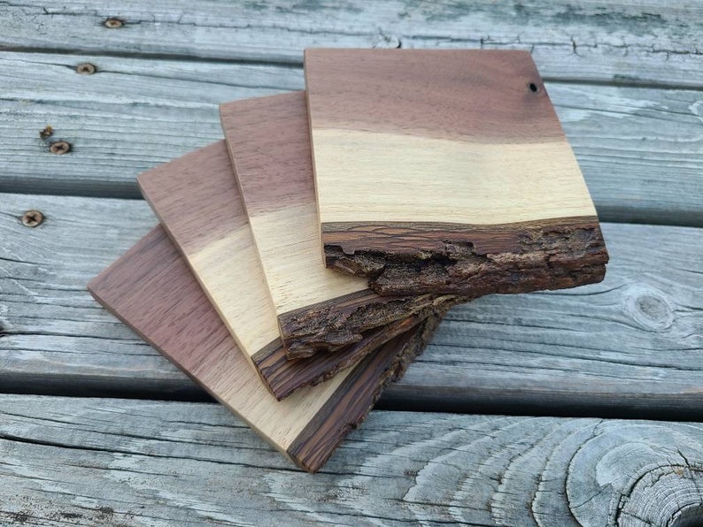 Live Edge, Walnut Coasters - Etsy