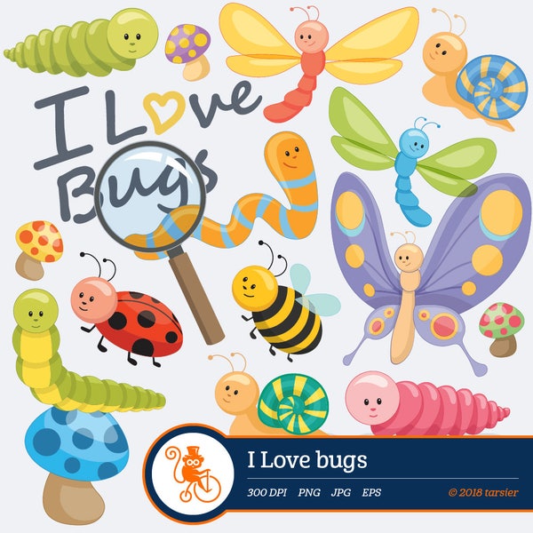 Love Bugs Clipart - Etsy