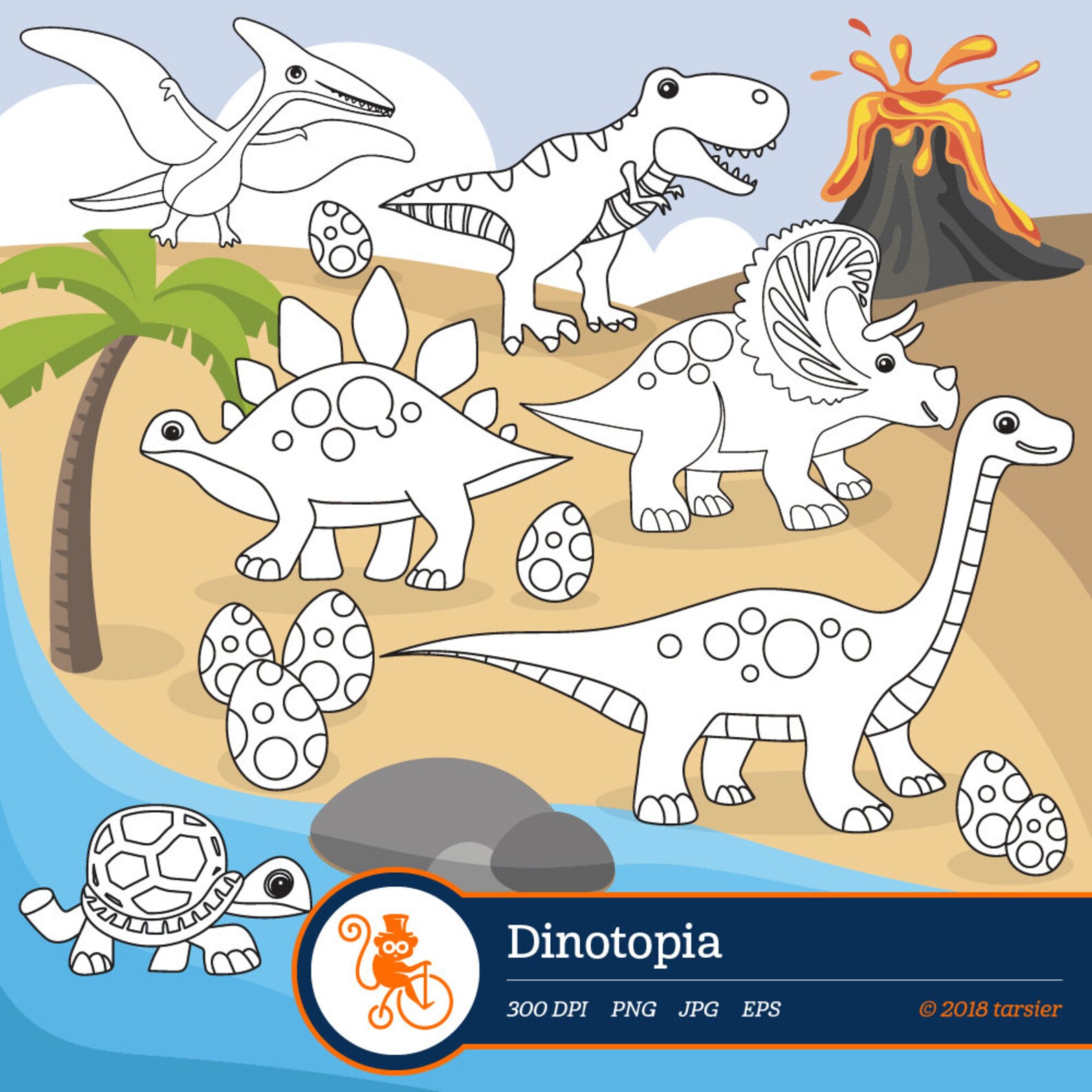 Dinotopia Digital Stamp, Dinosaur Digital Stamps, Dinosaur Clipart ...