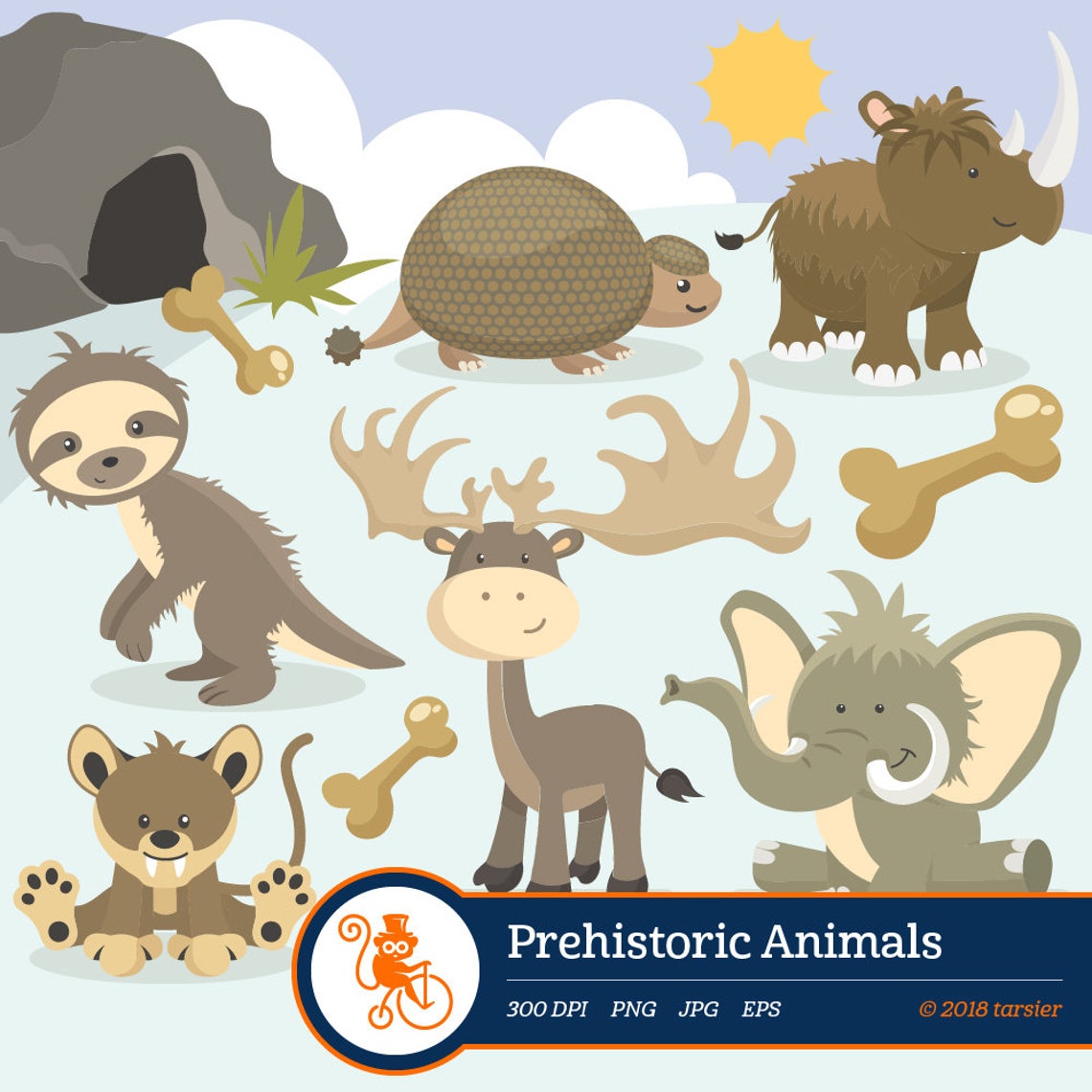 Prehistoric Animals Clipart, Vector, Graphics, Digital Clip Art ...