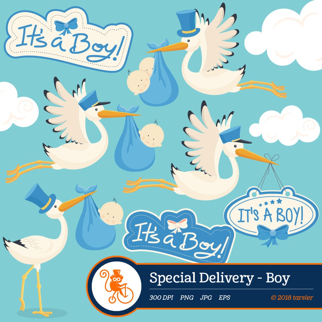 Special Delivery Boy Clipart, Baby Clipart, New Baby Clipart, It's a ...