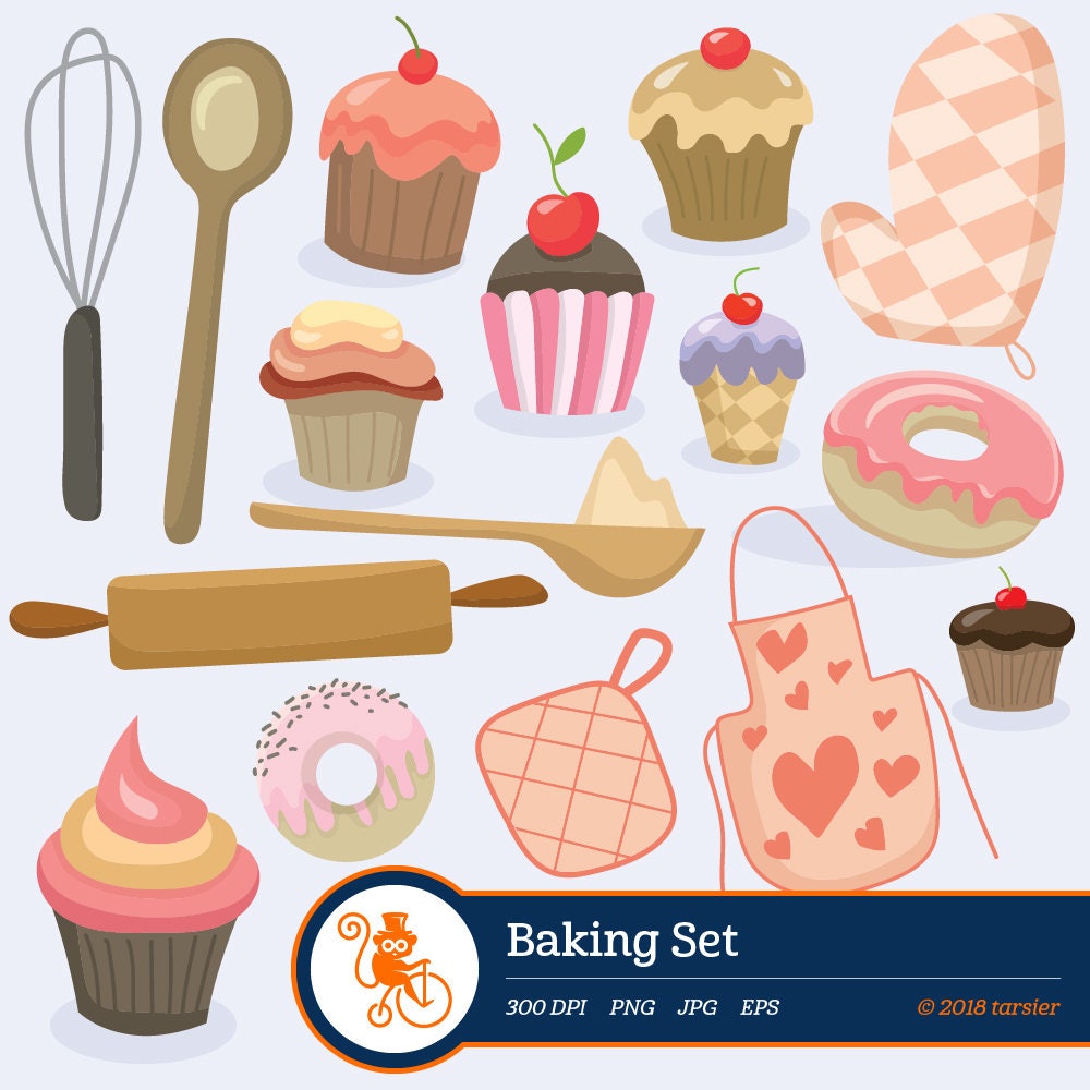 Baking Set Clipart, Cupcake Clipart, Doughnut Clipart, Bake Sale ...